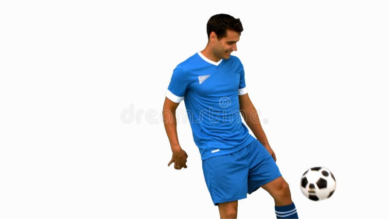 Handsome Man Juggling a Football on White Screen in Slow Motion Stock ...
