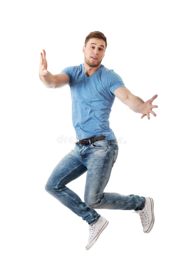 Handsome Man Jumping for Joy. Stock Image - Image of attractive ...