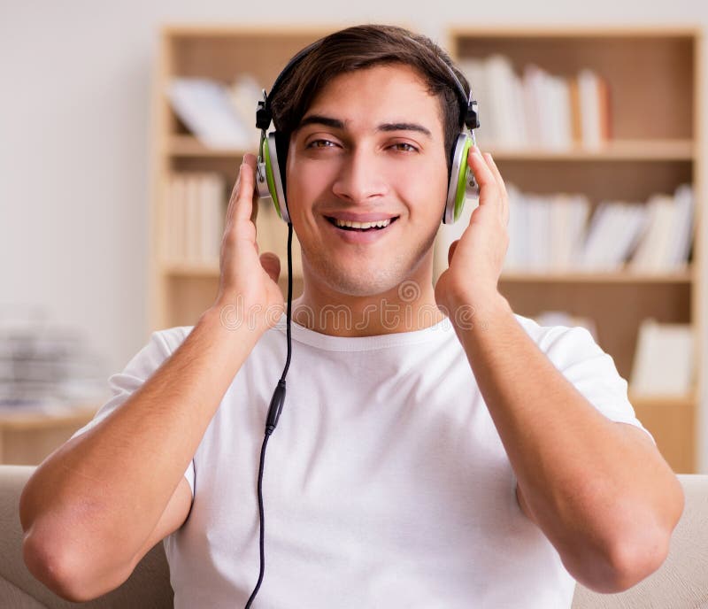 Handsome Man Listening To the Music Stock Image - Image of enjoy, audio ...