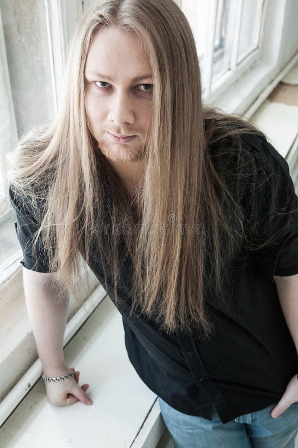 Handsome Man with Long Hair and Beard Stock Image - Image of person ...