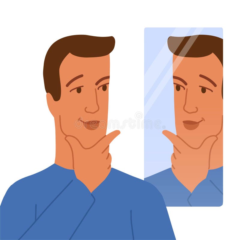 Handsome Man Look in the Mirror. Self Confident Person Stock Vector ...