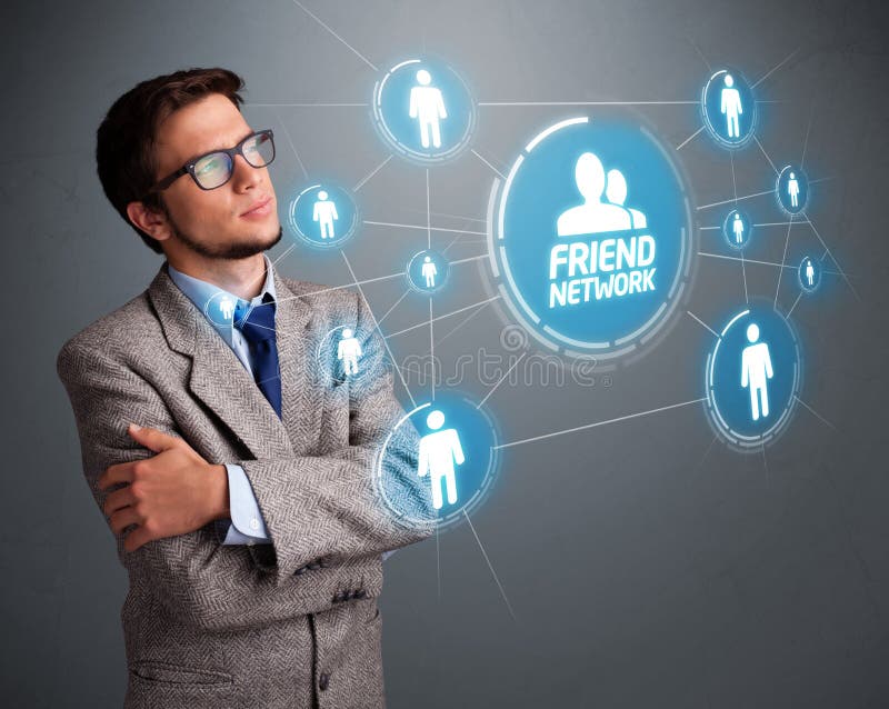 Handsome Man Looking at Modern Social Network Stock Photo - Image of ...