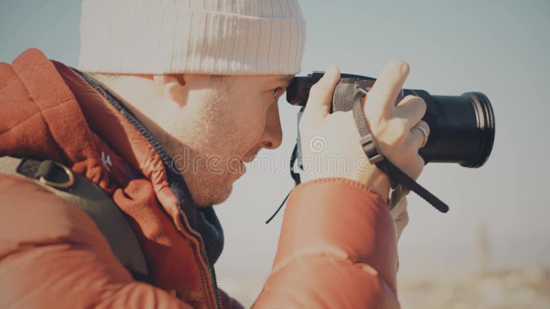Handsome Man Making Outdoor Photos with His Camera Stock Photo - Image ...