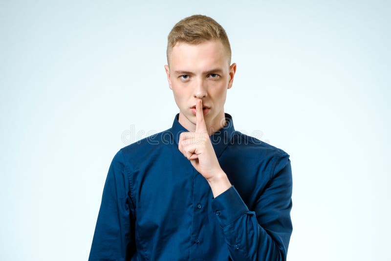 Handsome Man Making Silence Gesture Stock Photo - Image of handsome ...