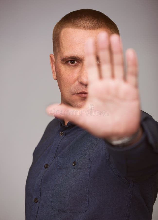 Handsome Man Making Stop Sign Stock Photo - Image of people, style ...