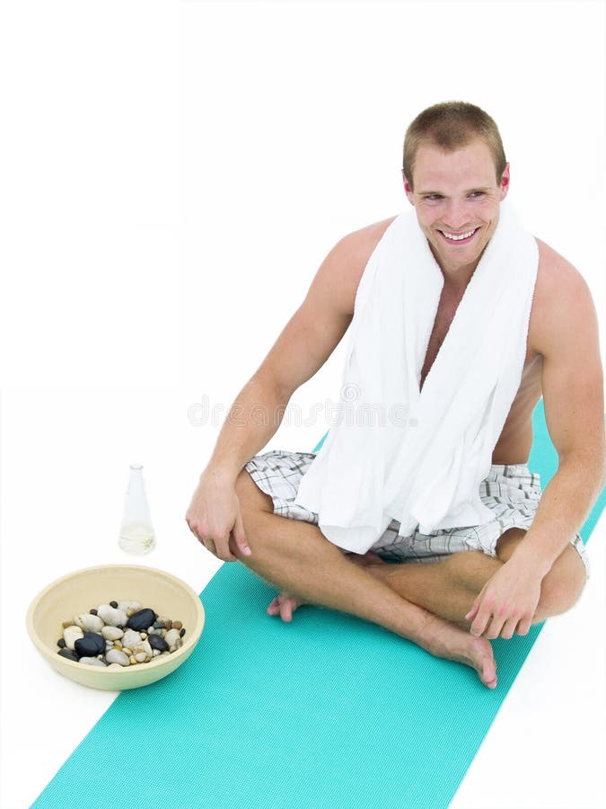 Handsome man meditating stock image. Image of body, happiness - 14236935