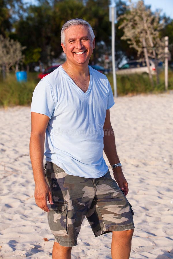 Handsome Man Middle Age Outdoors Beach Setting Stock Photos - Free ...