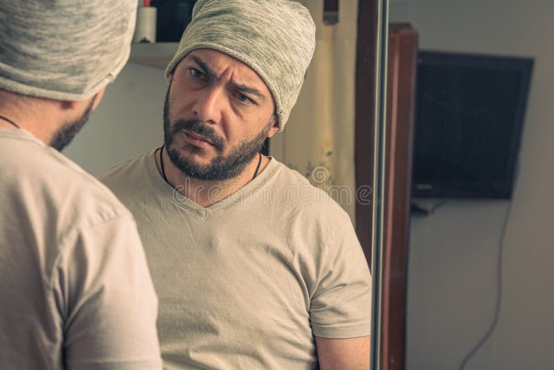 Reflex Mirroring. Handsome Men Stock Photo - Image of reflex, headache ...