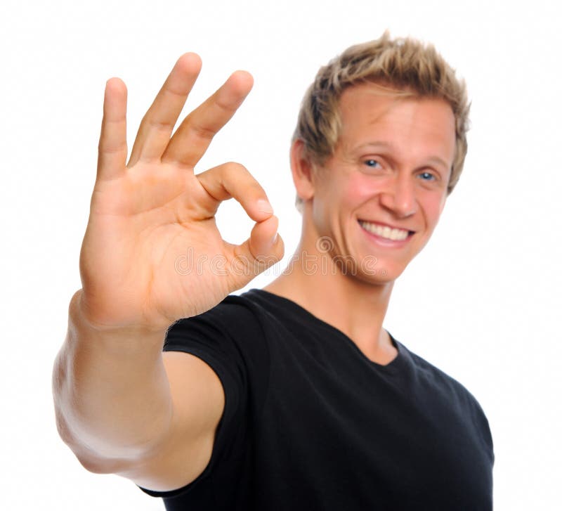 Handsome man with OK sign stock photo. Image of symbol - 20167246