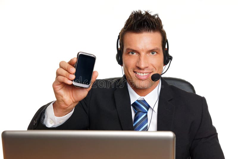 Handsome man operator stock photo. Image of communicate - 39678396