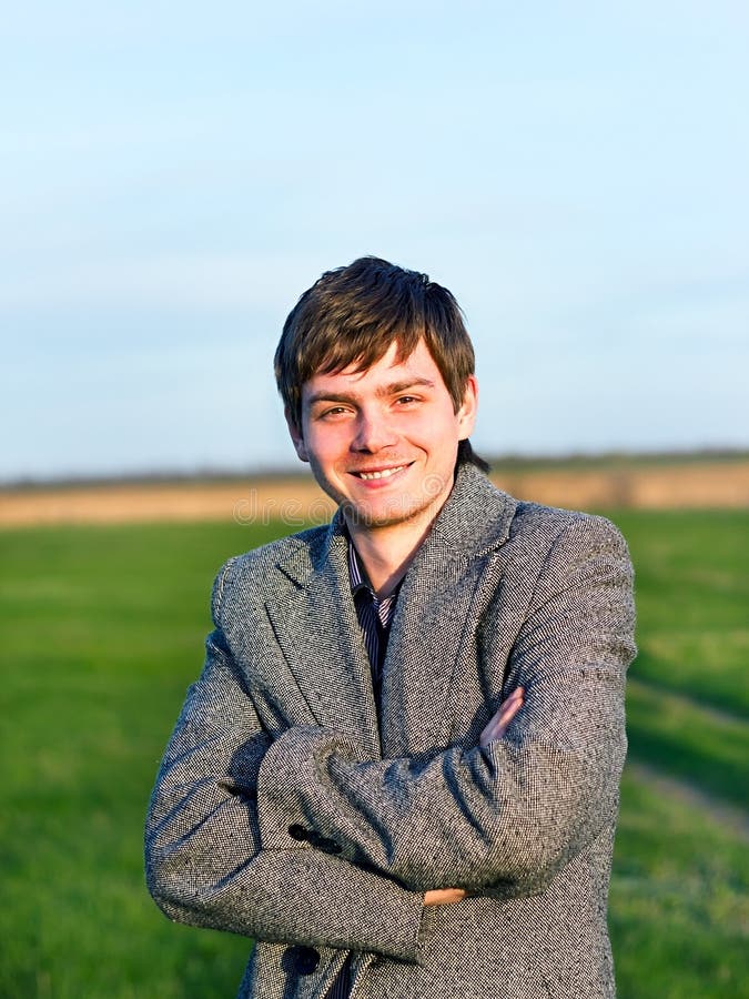 Handsome Man Outdoors Portrait. Spring Colors Stock Photo - Image of ...