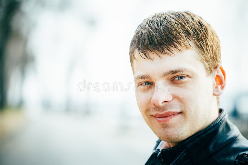 Handsome Man Outdoors Portrait. Spring Colours Stock Image - Image of ...