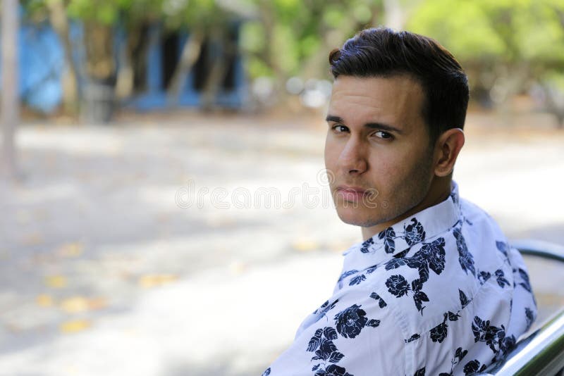 Man Glancing Over the Horizon Stock Photo - Image of away, shirt: 7773436