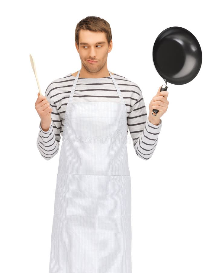 Handsome Man with Pan and Spoon Stock Photo - Image of dinner, modern ...