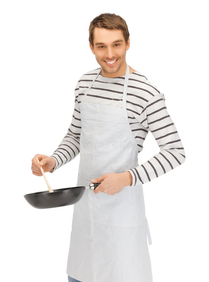 Handsome Man with Pan and Spoon Stock Photo - Image of male, meal: 36765862