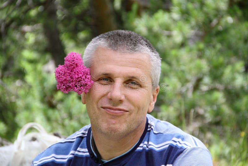 Handsome Man Pink Flower Behind Stock Photos - Free & Royalty-Free ...