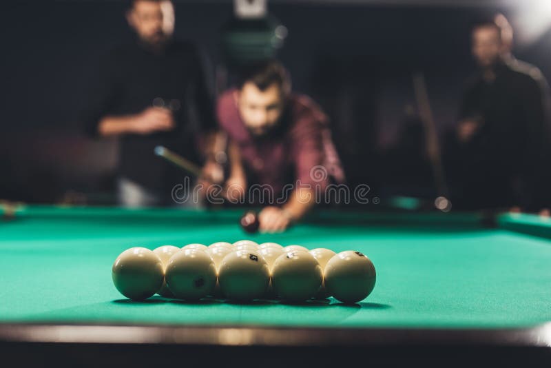 Handsome Man Playing in Pool at Bar Stock Image - Image of selective ...