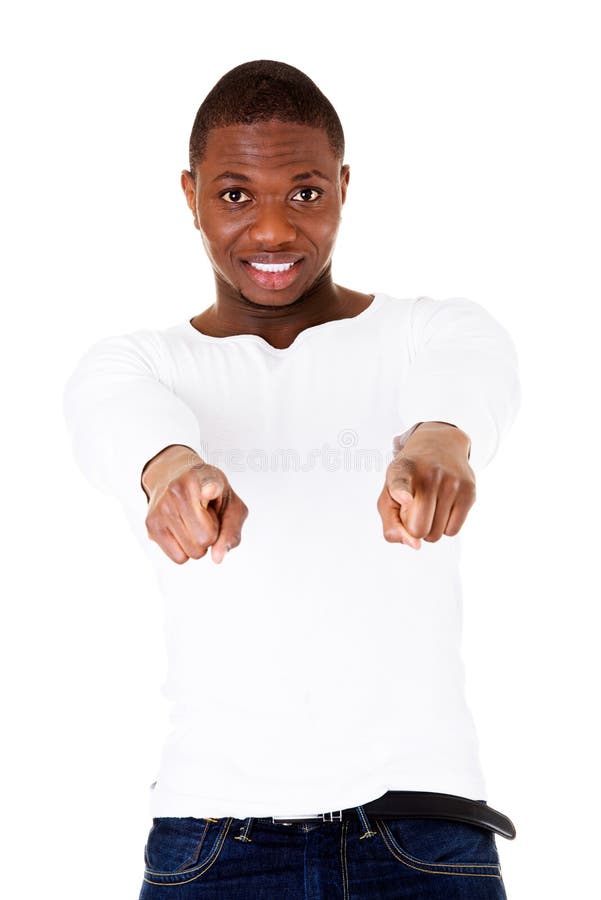 Handsome Man Pointing with Fingers. Stock Photo - Image of finger ...