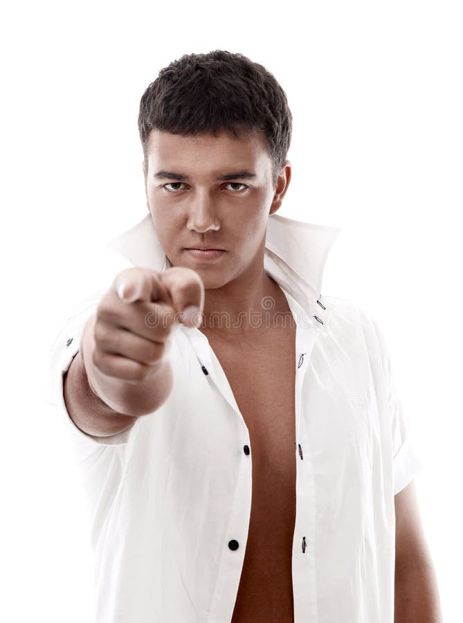 Handsome Man Pointing His Finger Forward Stock Photo - Image of forward ...
