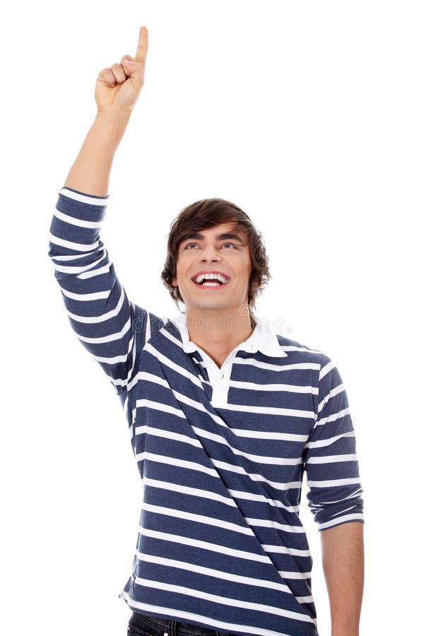 Handsome man pointing up stock photo. Image of caucasian - 21388368