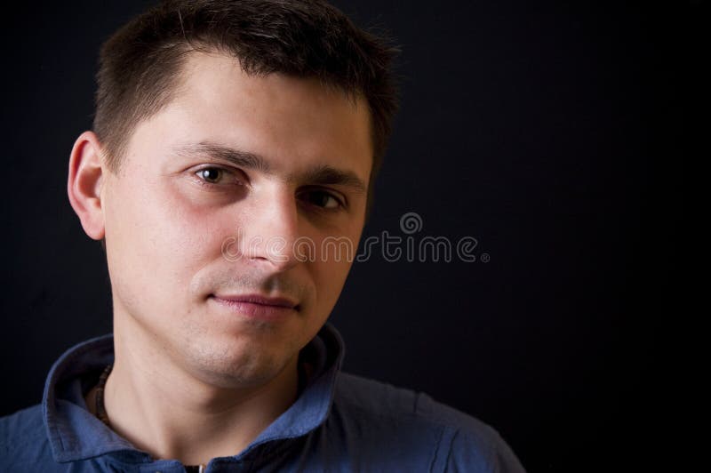 Handsome man portrait stock photo. Image of shirt, black - 12079612