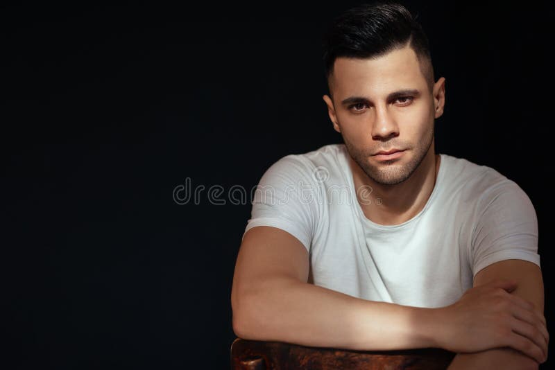 Handsome Man Portrait Ray of Light on His Face Stock Image - Image of ...