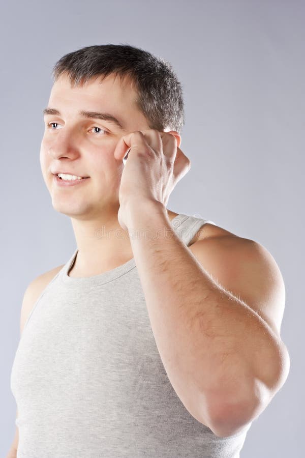 Handsome Man Portrait Talking at the Cell Phone Stock Image - Image of ...