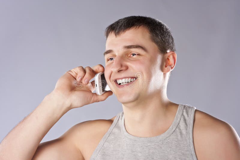 Handsome Man Portrait Talking at the Cell Phone Stock Image - Image of ...