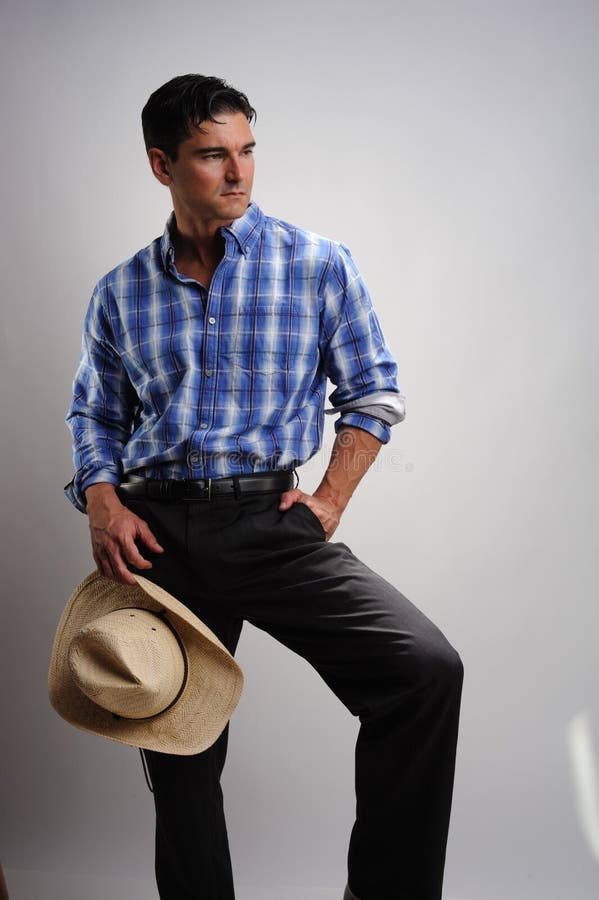 The Handsome Man Poses for the Photo. Stock Image - Image of rebel ...