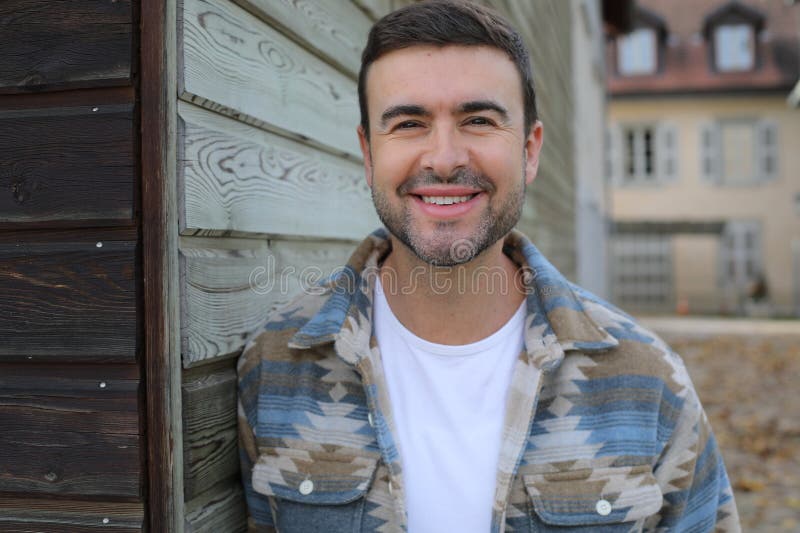 Handsome Man Posing in Autumn Mood Stock Image - Image of latino, good ...