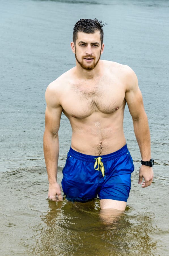 Handsome Man Posing in Lake Stock Photo - Image of face, lifestyle ...