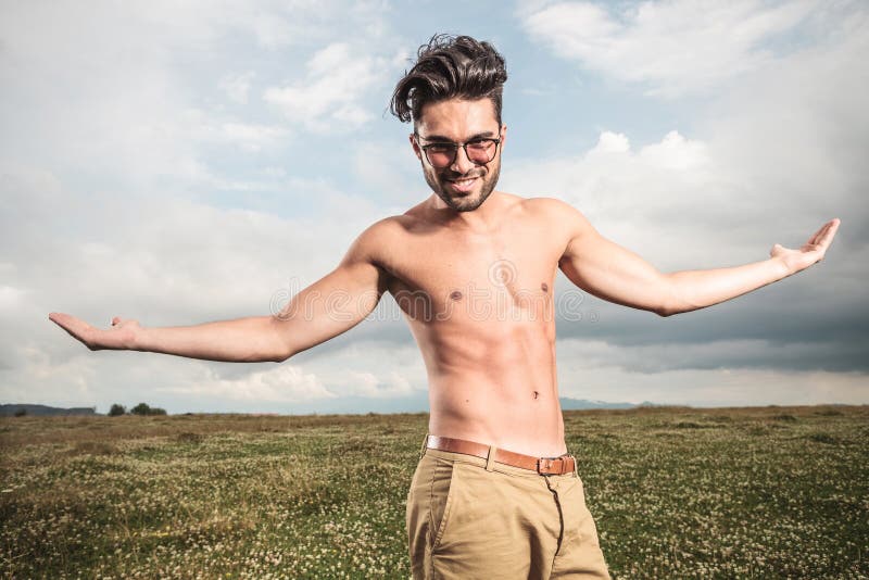 Handsome Man Posing without a Shirt Stock Photo - Image of cheerful ...