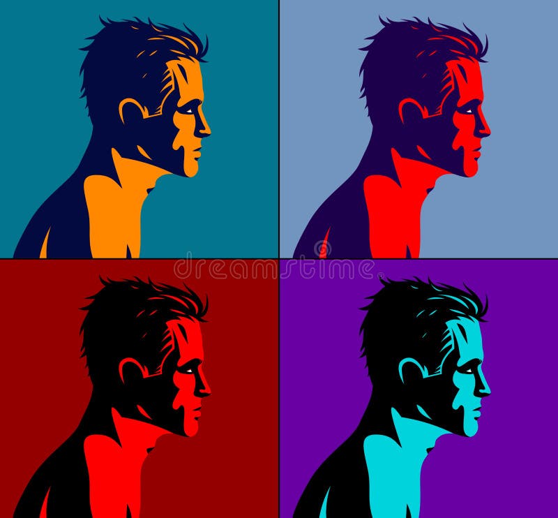 Handsome Man Profile Set in Different Colors Vector Stock Vector ...
