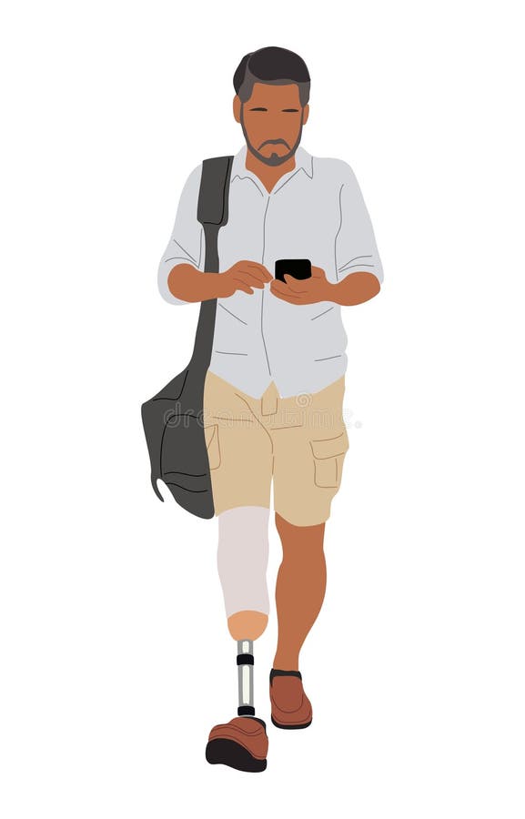 Handsome Man with Prosthetic Lower Limb Vector. Stock Vector ...