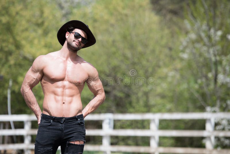 Handsome Man at Ranch Outdoors Stock Image - Image of caucasian ...