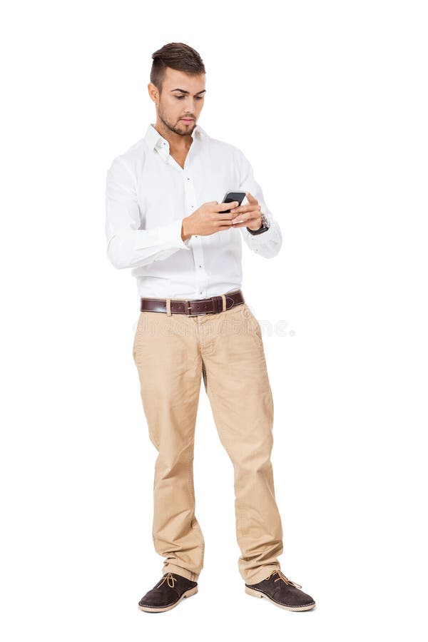 Handsome Man Reading a Message on His Mobile Stock Image - Image of ...