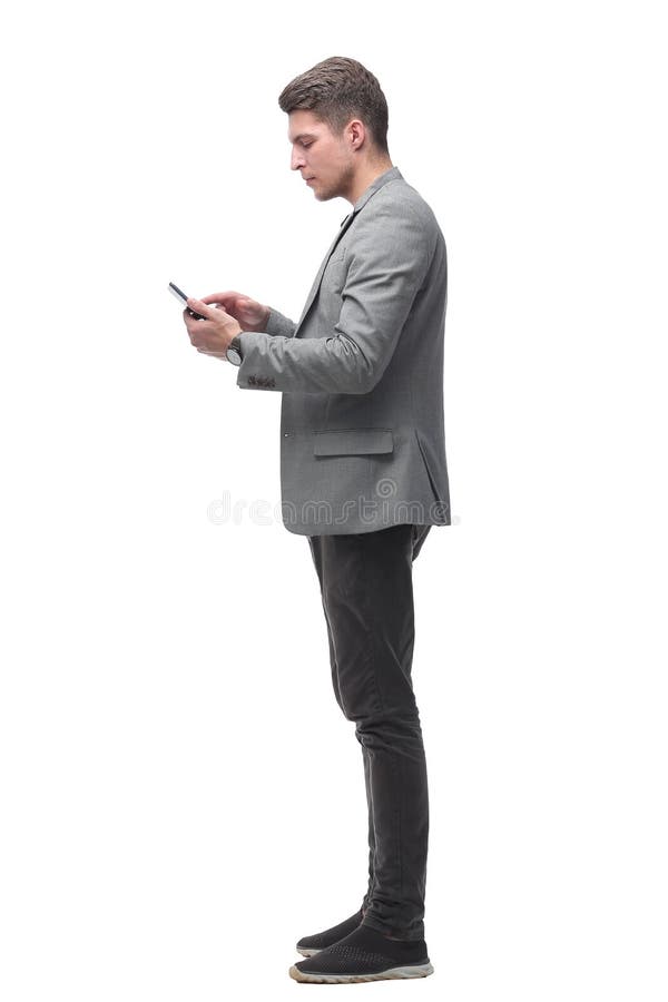 Handsome Man Reading a Text Message on His Smartphone Stock Image ...