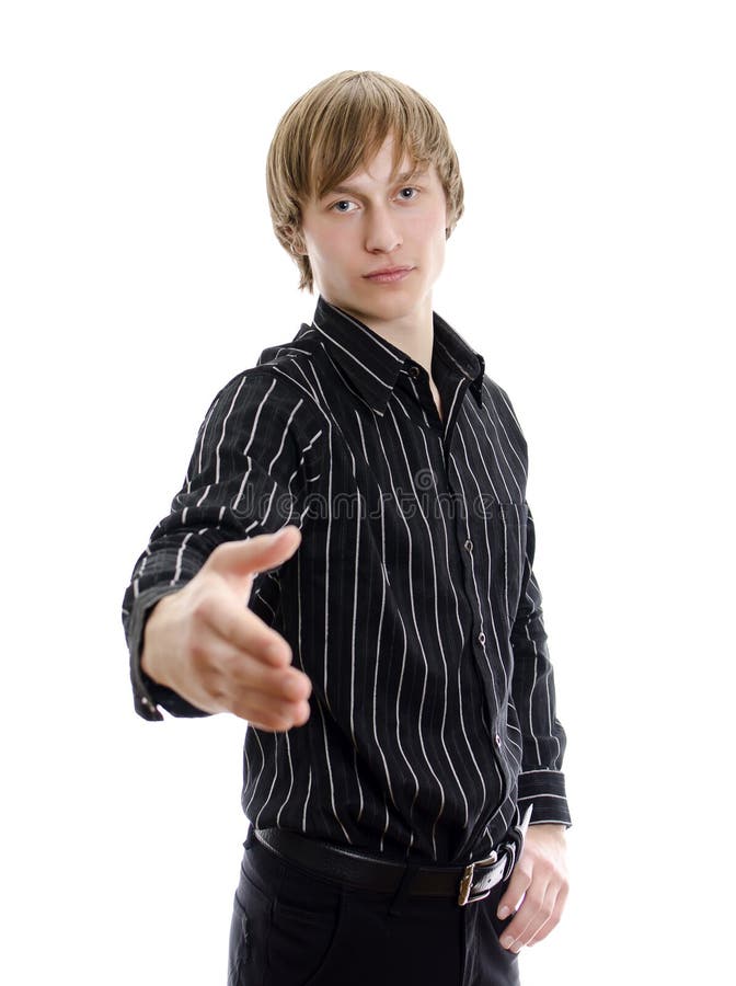 Handsome Man Ready for a Hand Shake. Stock Image - Image of positive ...