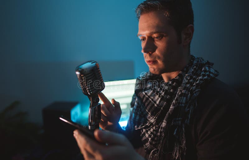 Man recording a song stock photo. Image of perform, voice - 225693674