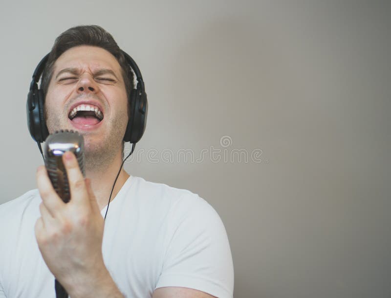 Handsome Man Recording Song. Stock Image - Image of playing, broadcast ...