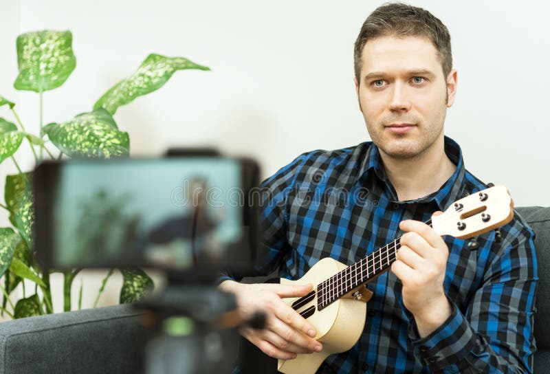 Handsome Man Recording Song. Stock Photo - Image of live, filming ...