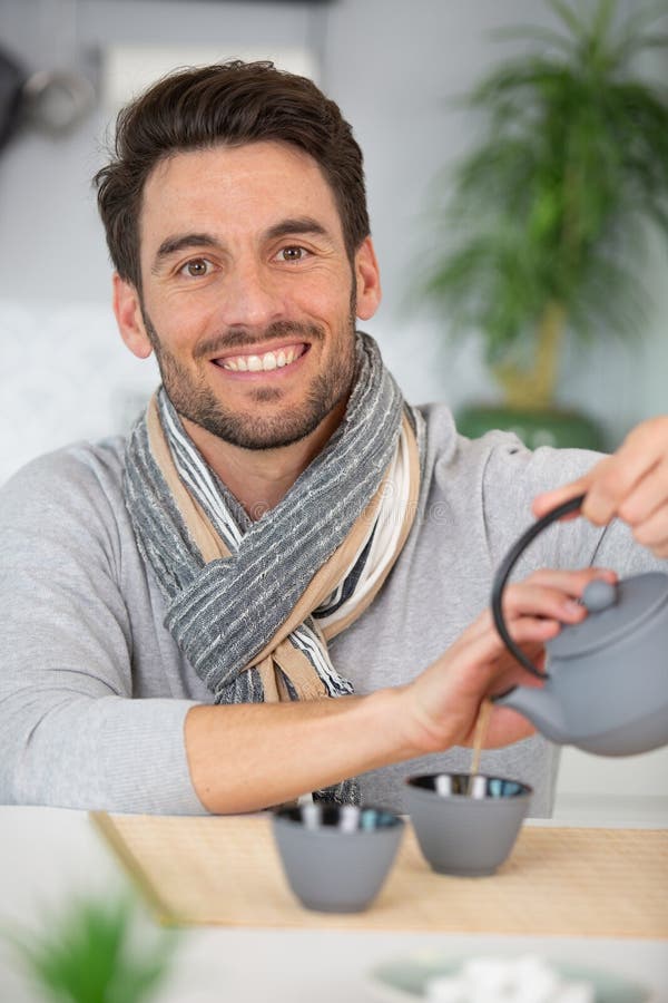 Handsome Handsome Man Relaxing Drinking Tea Stock Photo - Image of ...