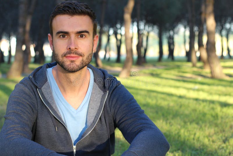 Handsome Man Relaxing in the Park Stock Image - Image of outdoor ...