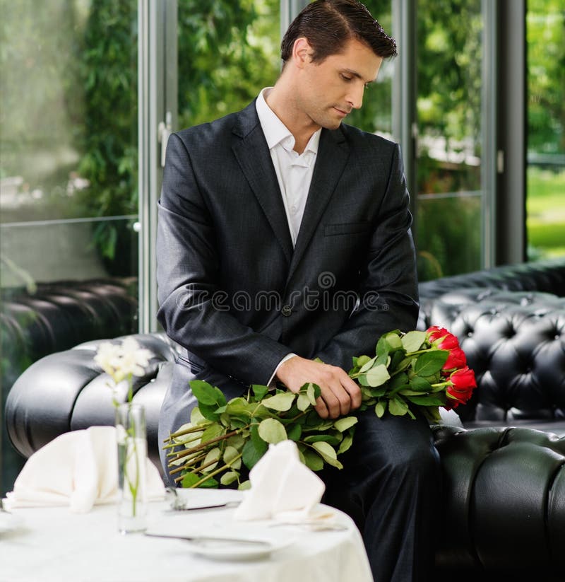 Handsome Man in Restaurant Waiting Stock Image - Image of valentine ...