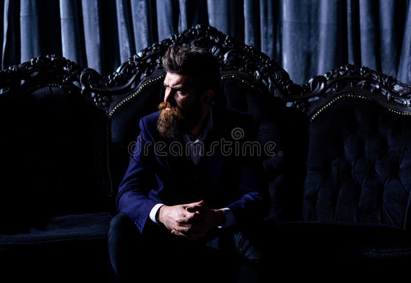 Handsome Man Resting at the Cafe with Serious Face Stock Photo - Image ...
