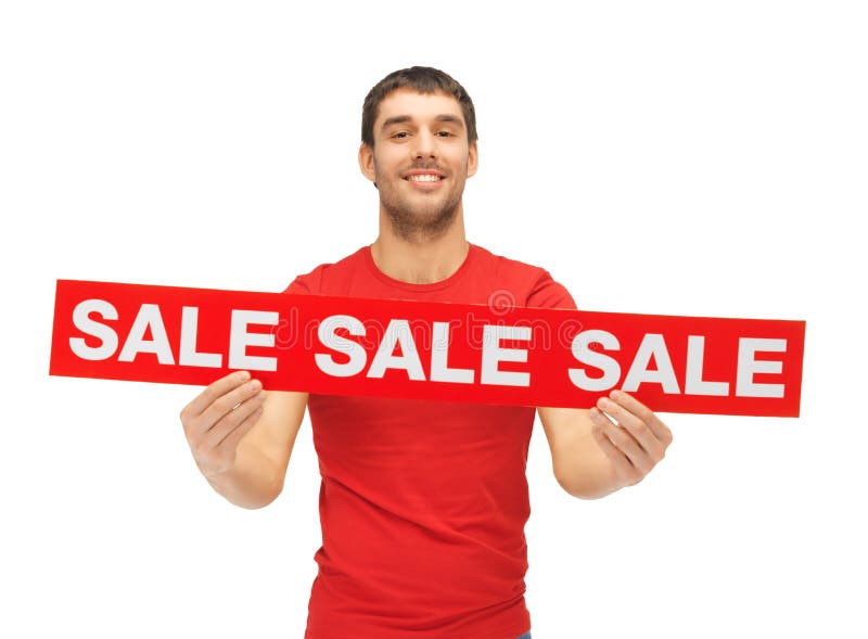 Handsome Man with Sale Sign Stock Image - Image of clean, dude: 39405031