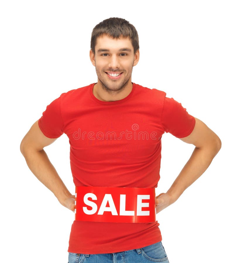 Handsome Man with Sale Sign Stock Image - Image of dude, gentleman ...