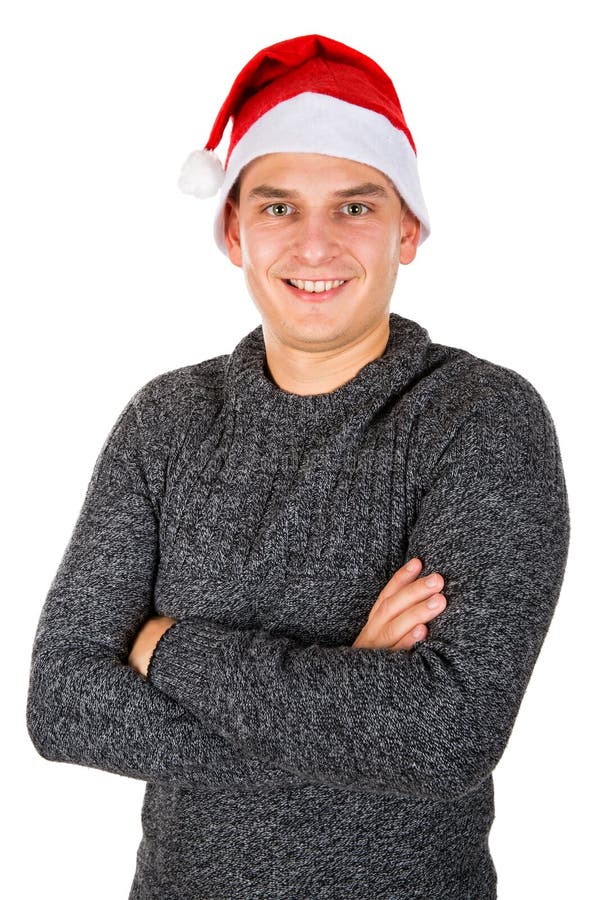 Handsome Man with Santa Hat Stock Photo - Image of claus, beard: 103992516