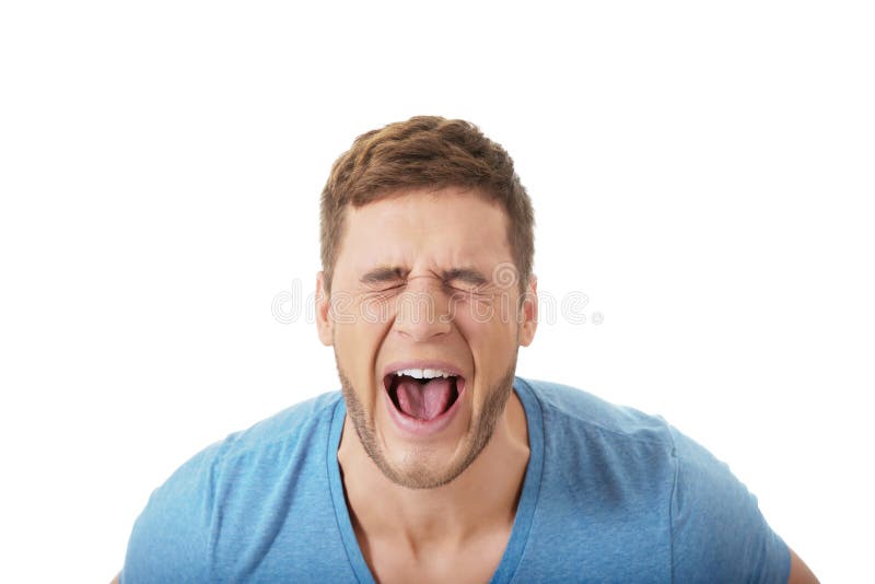 Handsome Man Screaming Loud. Stock Photo - Image of muscular, crazy ...