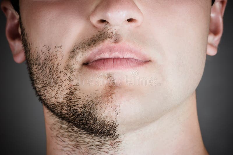 Handsome Man with a Shaved Half His Face Stock Image - Image of ...